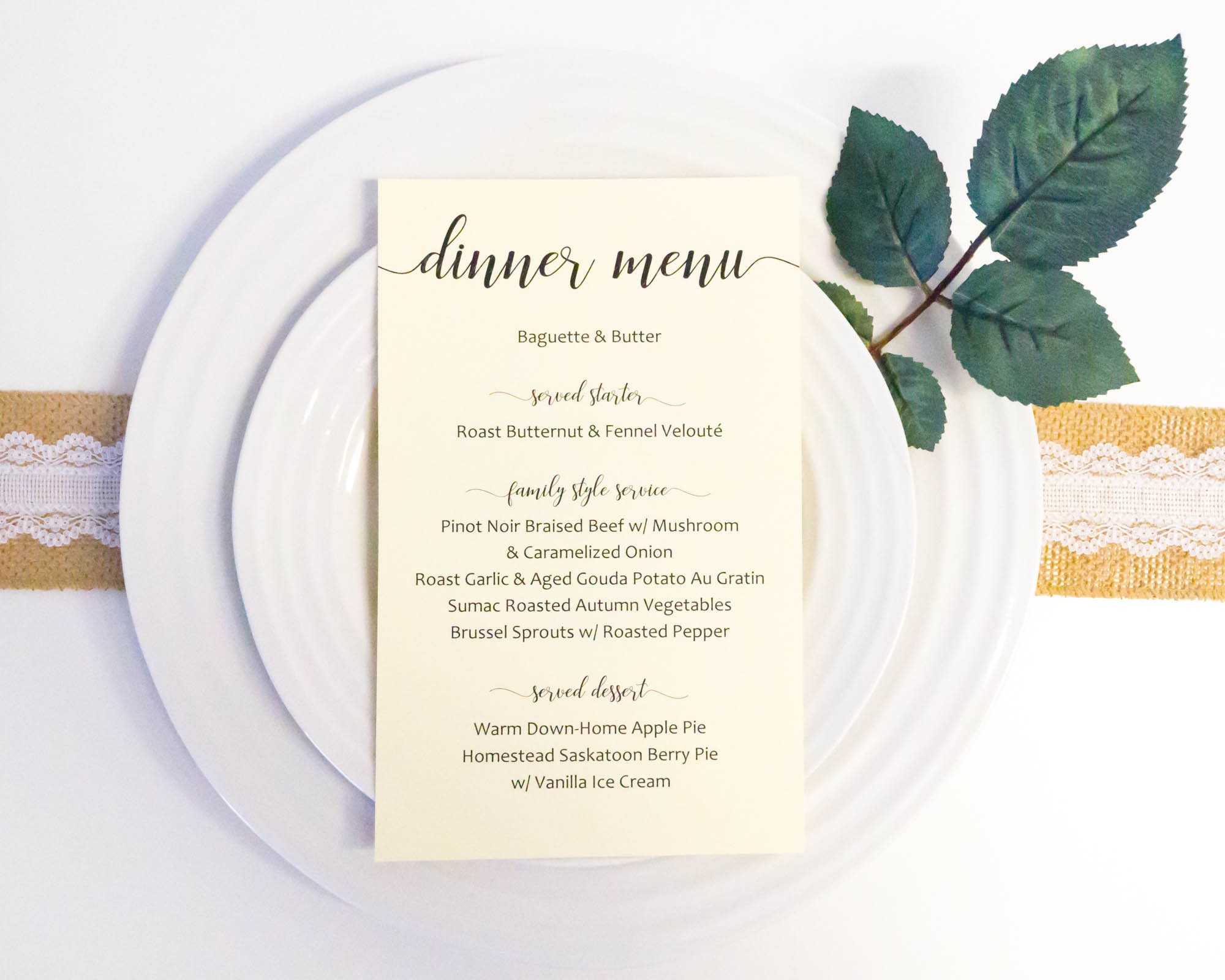 PRINTED Ivory Dinner Menu Pack of 10 Ivory Wedding Dinner - Etsy