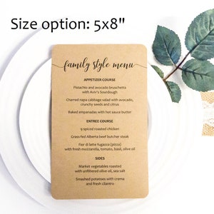 PRINTED Rustic Kraft Dinner Menu, Pack of 10, Kraft Wedding Dinner ...