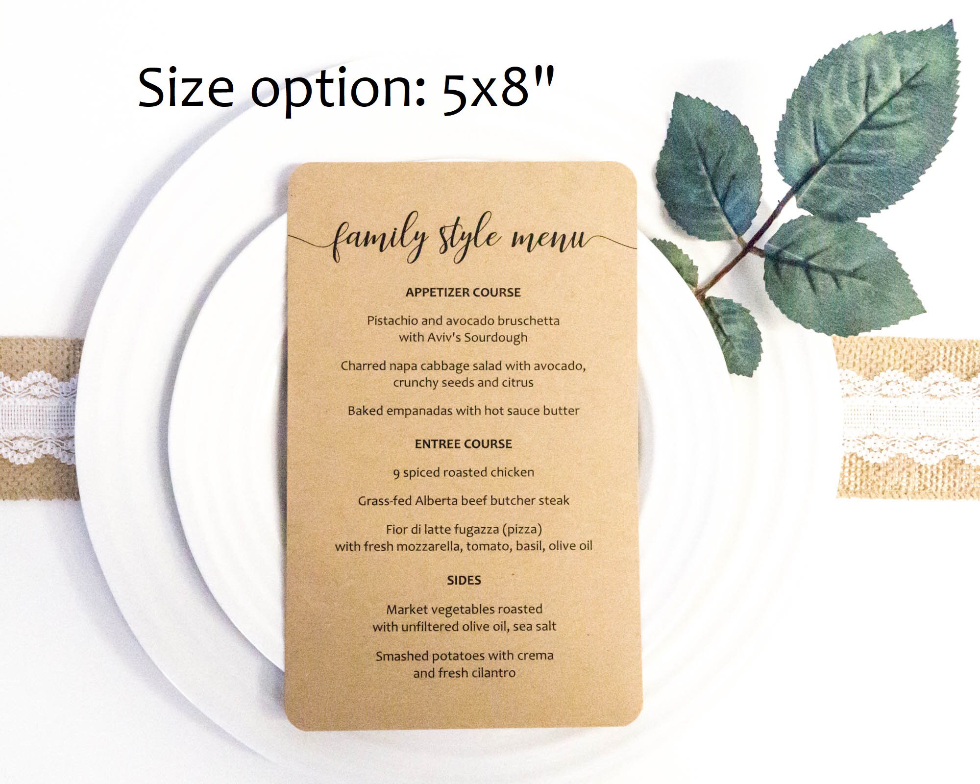 PRINTED Rustic Kraft Dinner Menu Pack of 10 Kraft Wedding - Etsy Canada