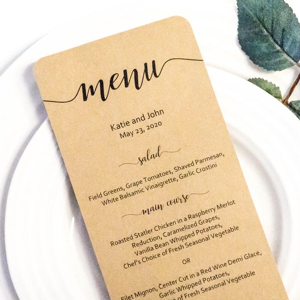 Kraft Menus - Etsy
