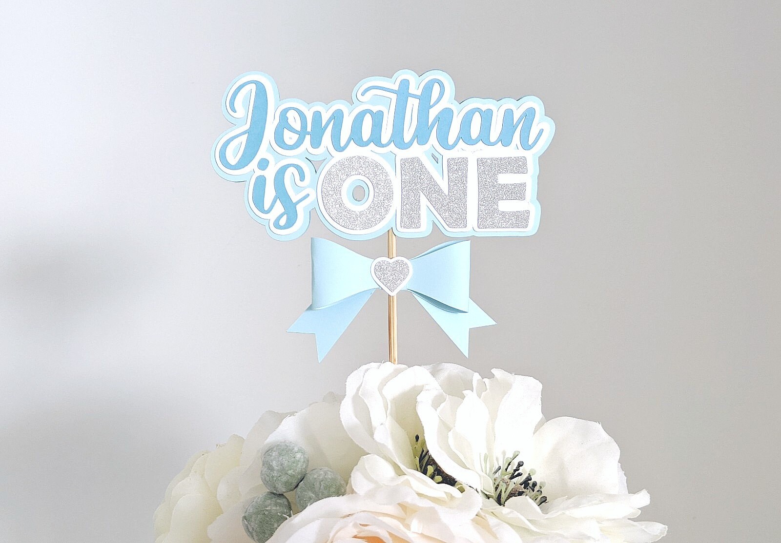 First Birthday Cake Topper Cake Topper ONE Baby Blue Topper | Etsy