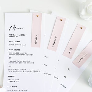 PRINTED Wedding Menu Place Card Set, Pack of 10, Modern Wedding Dinner ...