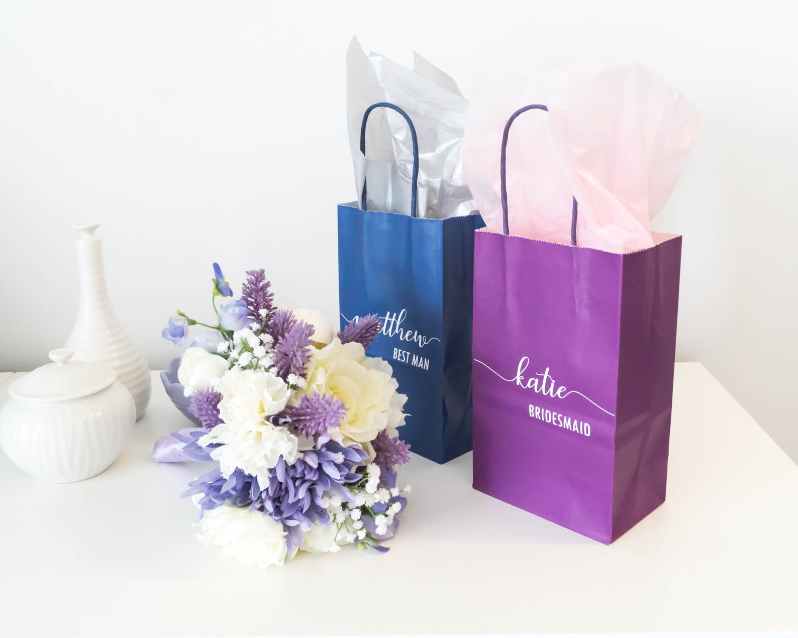 Personalized Purple Gift Bags Plum Eggplant Purple Gift - Etsy