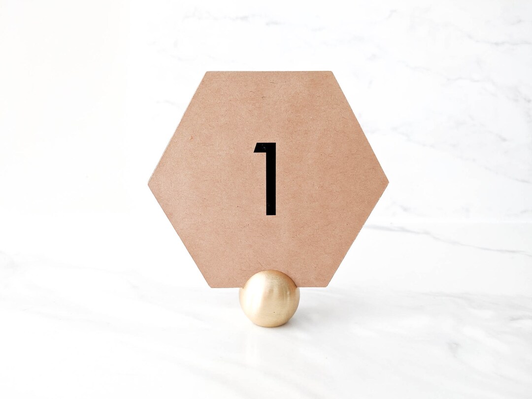 Hexagon Table Numbers, Printed Table Numbers, Kraft Table Numbers ...