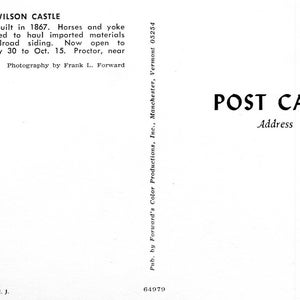 Postcard VINTAGE W-3 WILSON CASTLE Rutland, Vermont #P-140 - Etsy