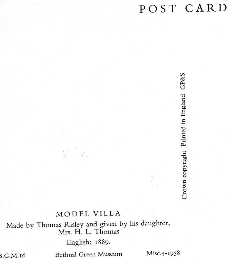 Postcard Vintage MODEL VILLA Made by Thomas Risley , BETHNAL Green Museum - Etsy