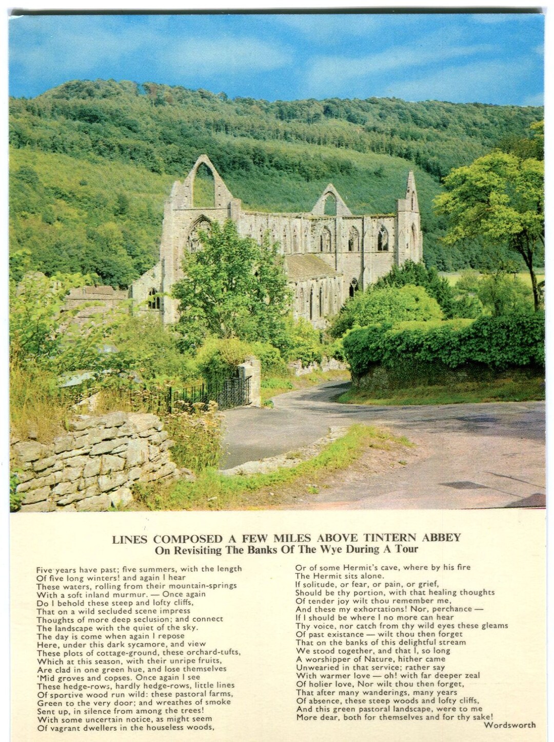 P-270 Postcard Vintage, TINTERN ABBEY, WALES, United Kingdom, Poet ...