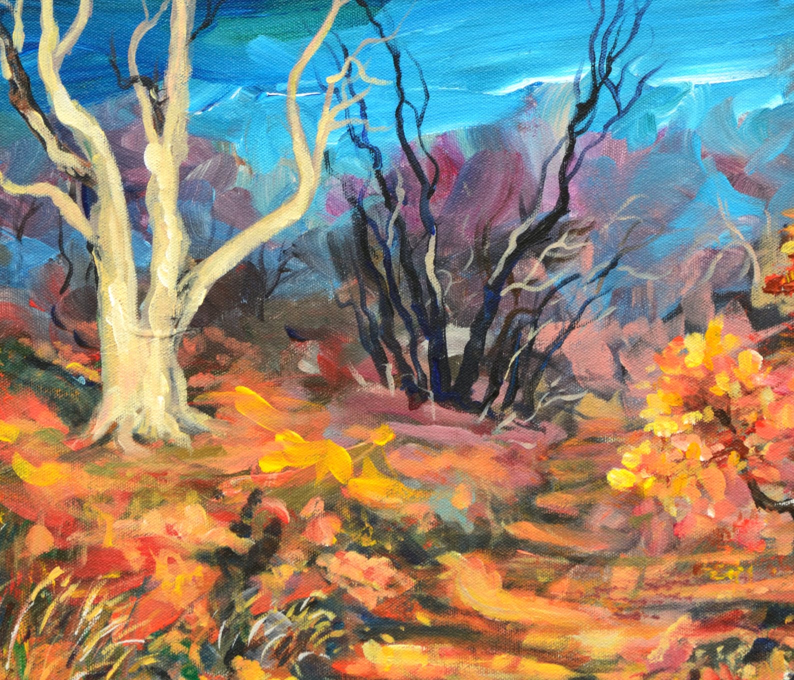 Fall Abstract Landscape, Original Acrylic Landscape Painting, Tree ...