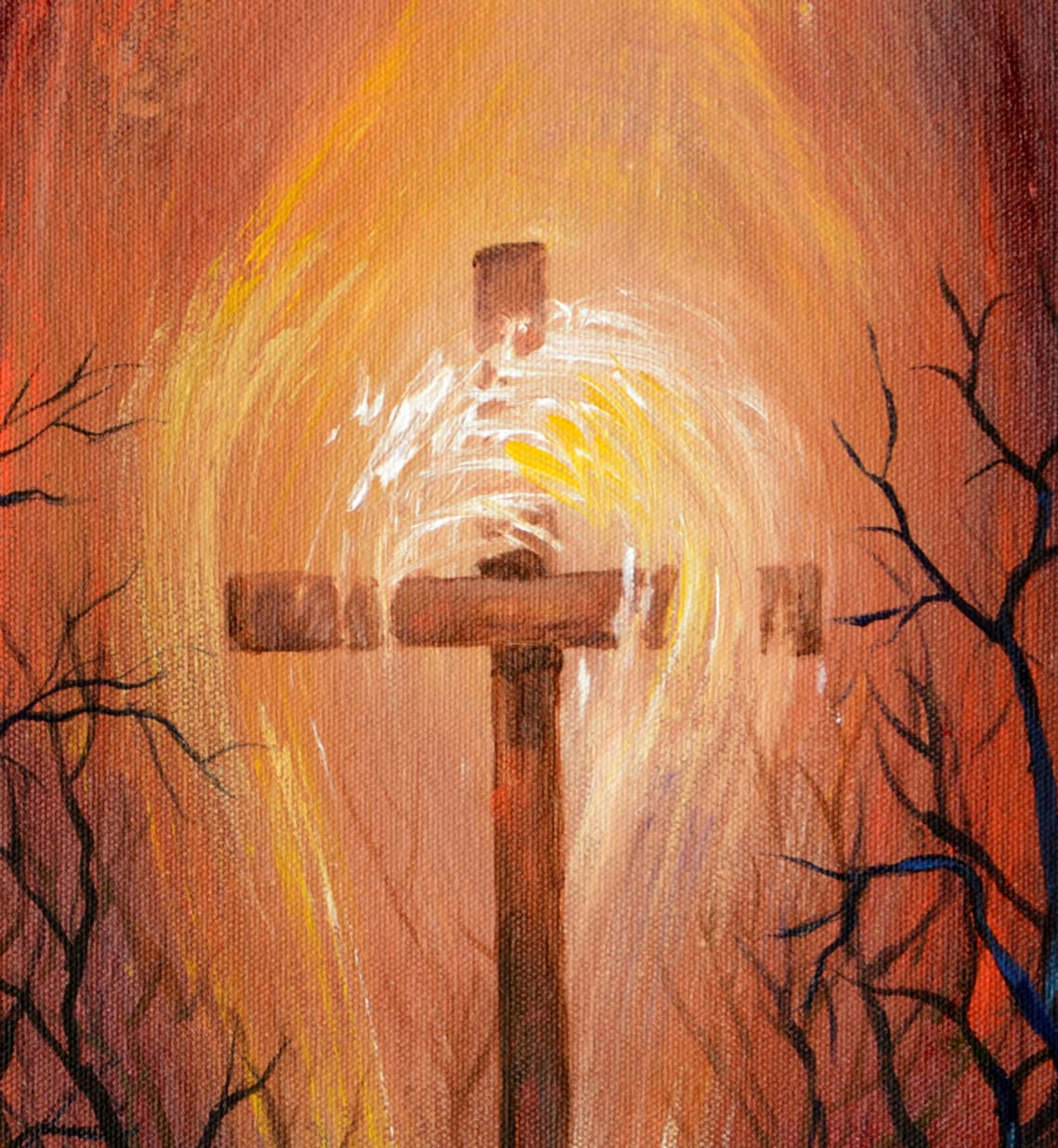 Holy Cross Acrylic Painting, Christian Art, Original Acrylic Painting ...