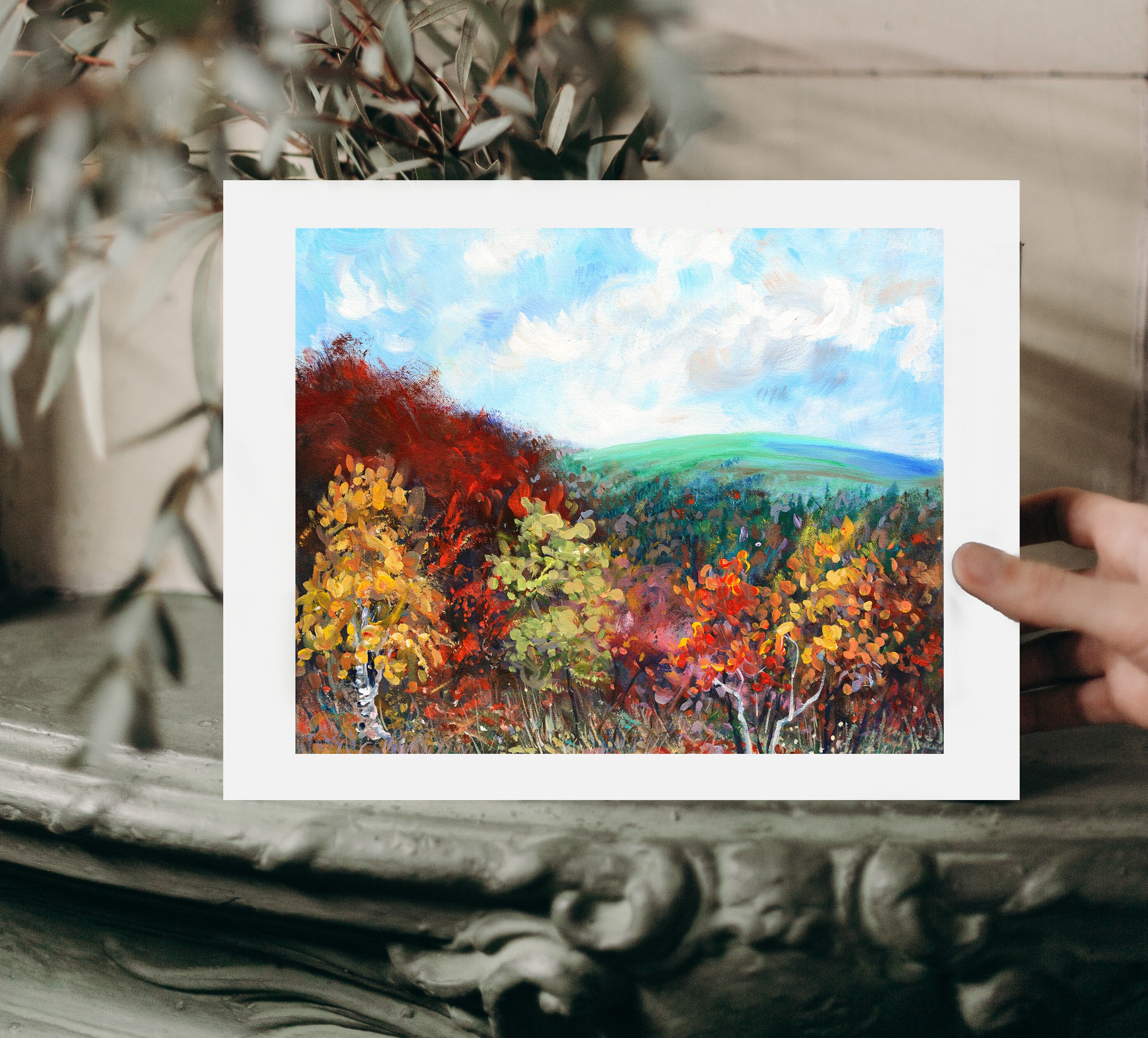 Large Wall Art, Autumn Trees, Fall Painting, Smoky Mountains, Art ...