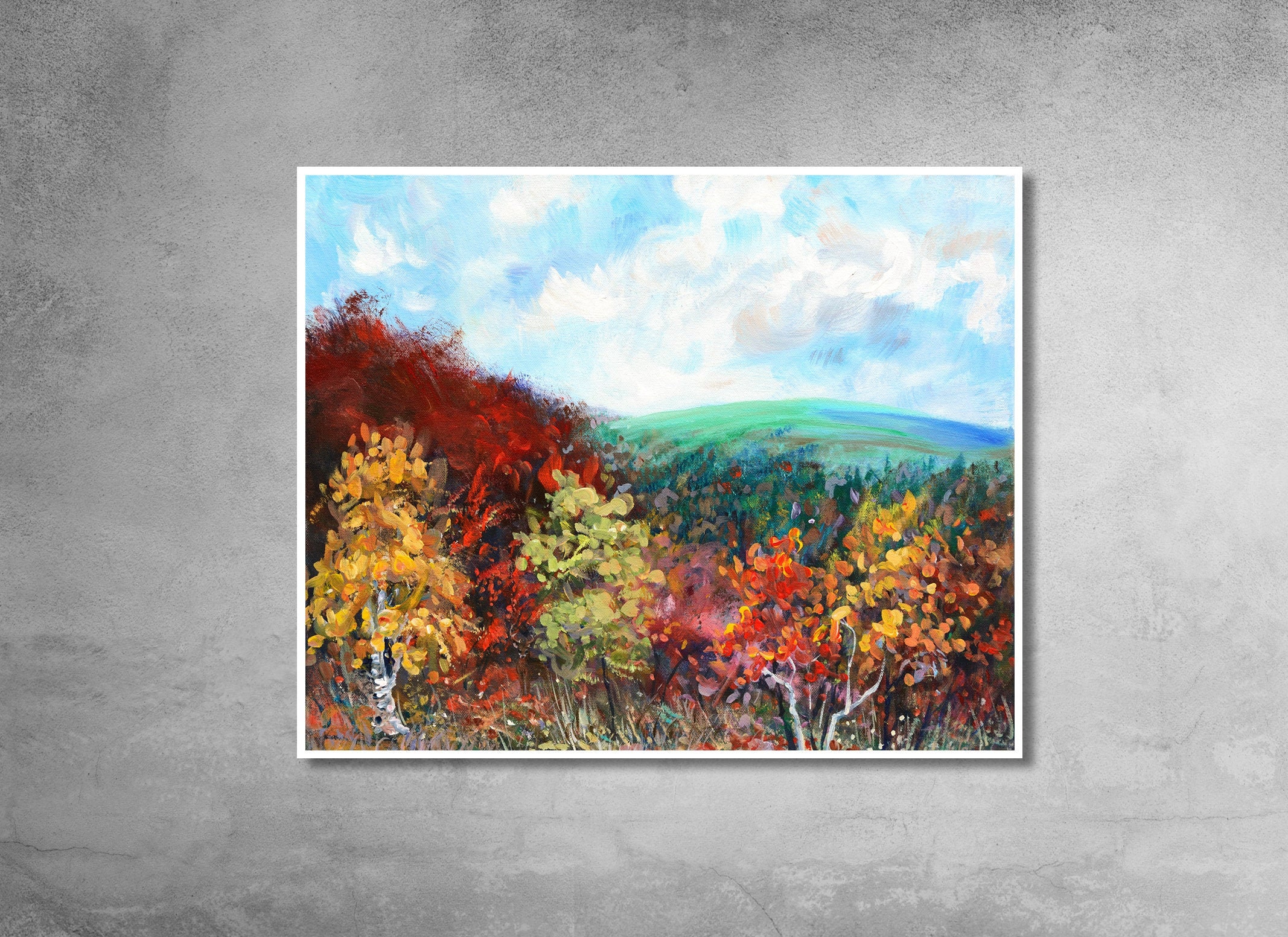 Large Wall Art, Autumn Trees, Fall Painting, Smoky Mountains, Art ...