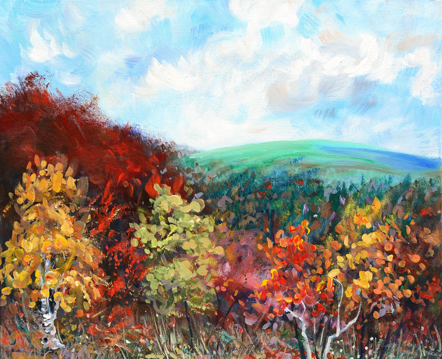 Large Wall Art, Autumn Trees, Fall Painting, Smoky Mountains, Art ...