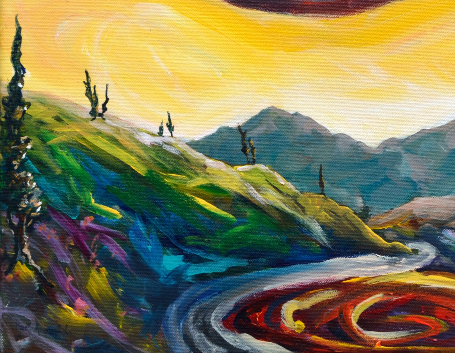 Landscape Tuscany Abstract Painting, Italy Original Painting, Original ...