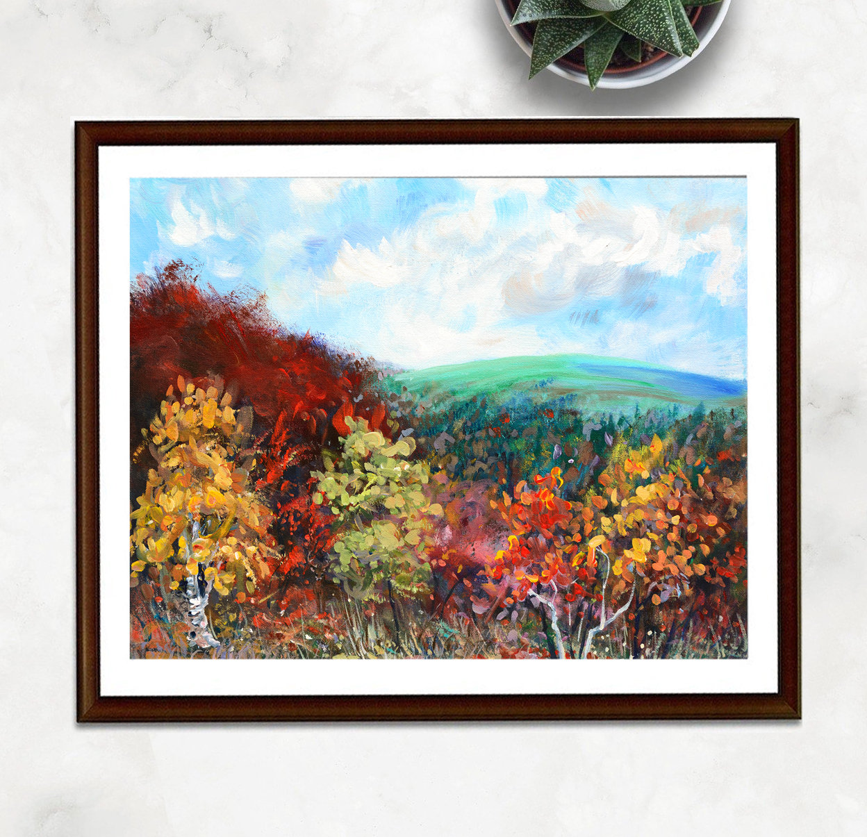 Large Wall Art Autumn Trees Fall Painting Smoky Mountains | Etsy