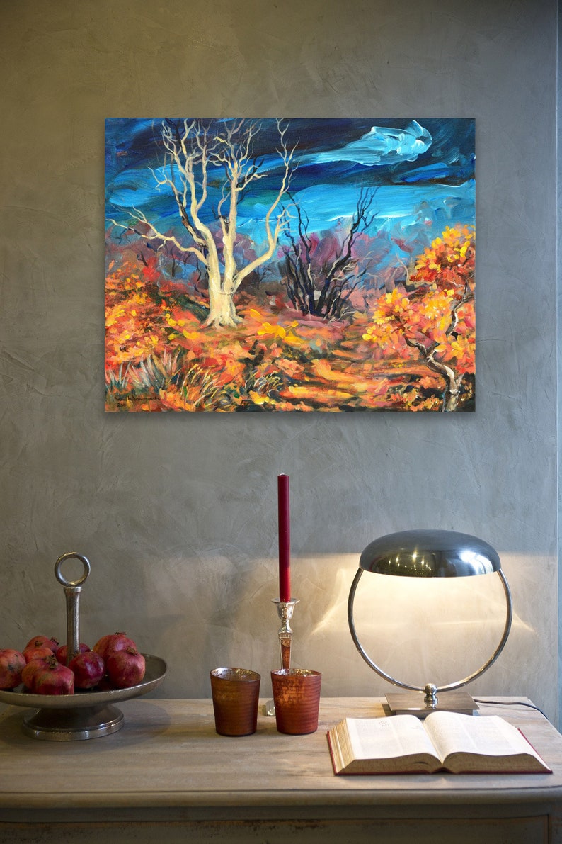 Fall Abstract Landscape, Original Acrylic Landscape Painting, Tree ...