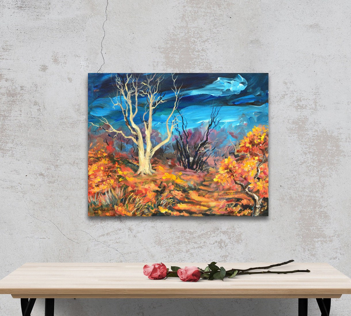 Fall Abstract Landscape, Original Acrylic Landscape Painting, Tree ...