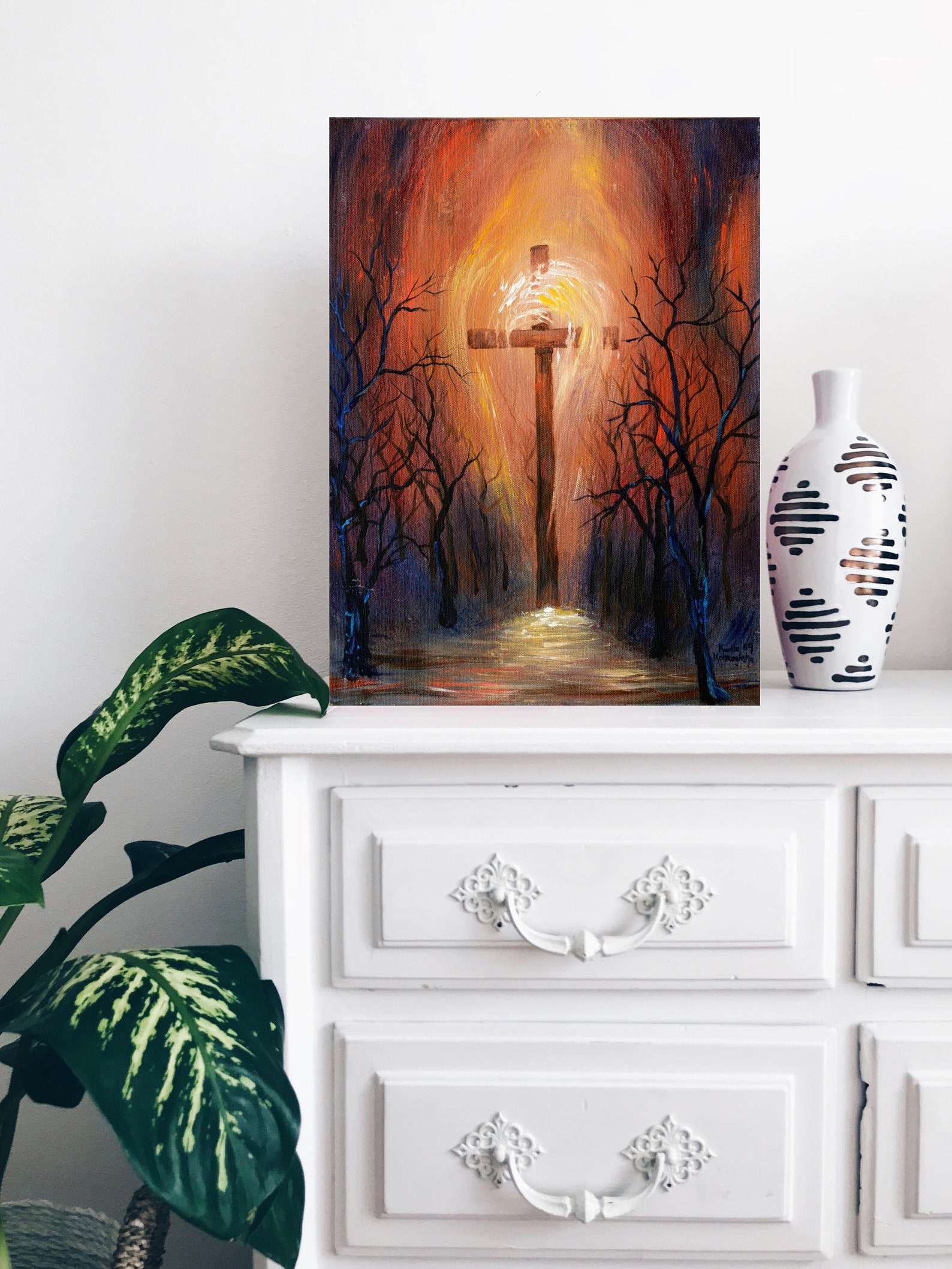 Holy Cross Acrylic Painting, Christian Art, Original Acrylic Painting ...