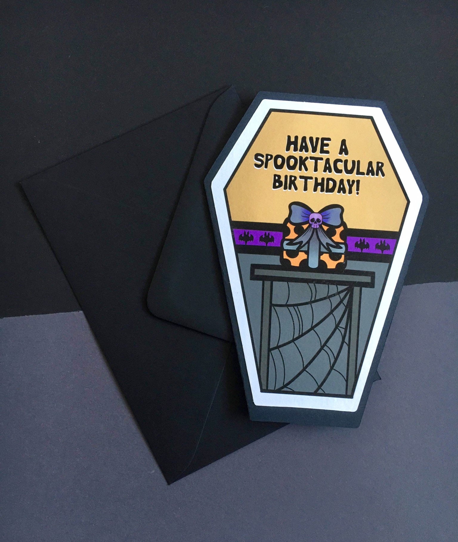 Paper goth Coffin cross stitch greeting card gothic casket funeral ...