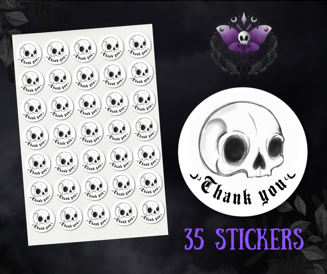Sketch Style Skull Thank You Stickers - Etsy UK