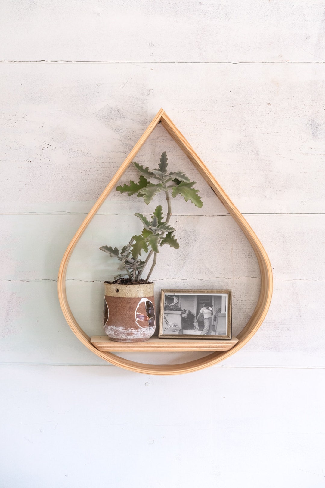 Medium Teardrop Cubby | Plant Shelf | Wooden Wall Shelf | Wall Hanging ...