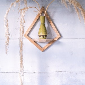 Wall Mount Diamond Planter With Saucer, Geometric Wall Planter ...