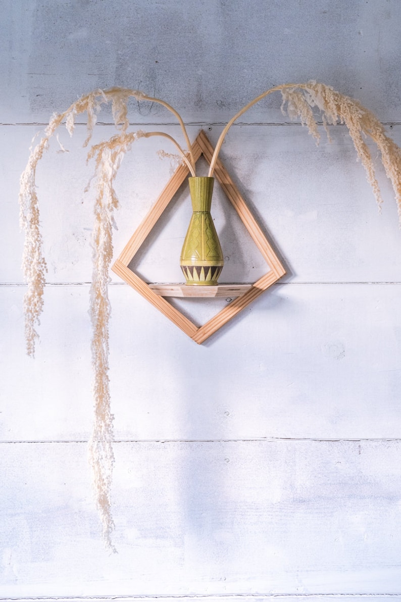 Wall Mount Diamond Planter With Saucer Geometric Wall - Etsy