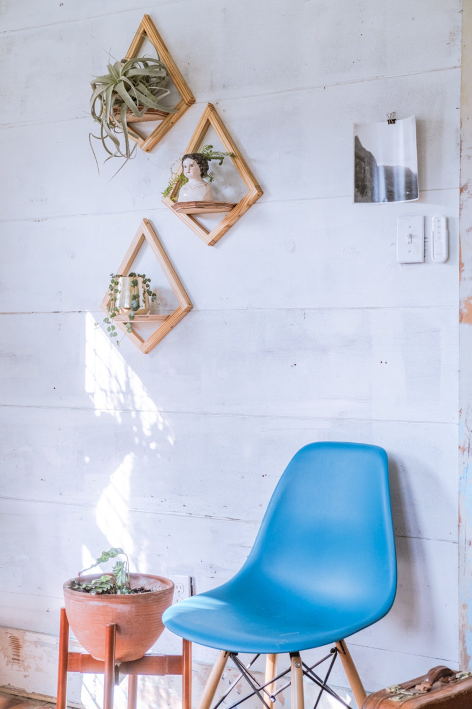 Wall Mount Diamond Planter With Saucer Geometric Wall | Etsy