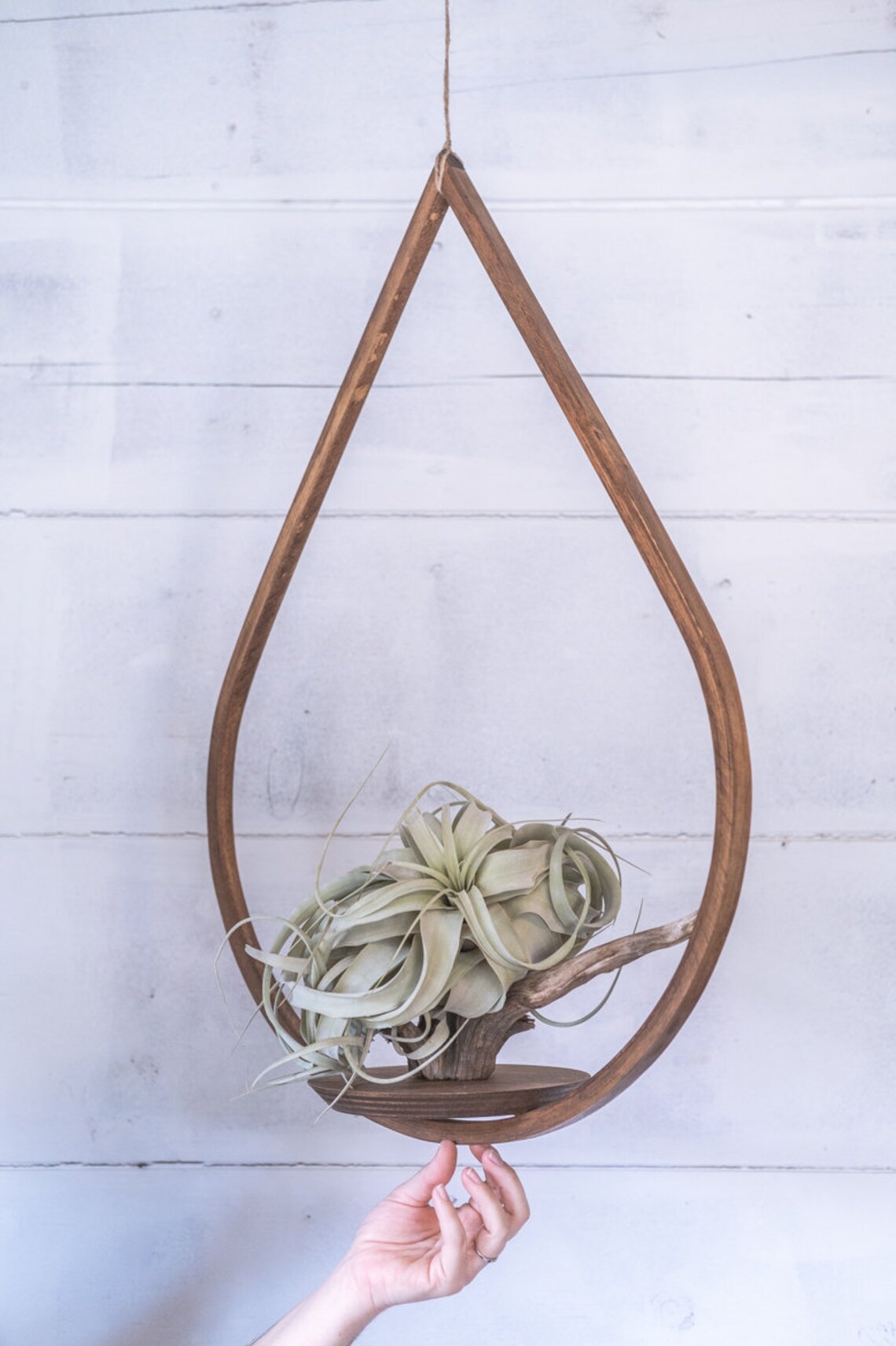 Large Wooden Plant Hanger Tear Drop Planter Planter With | Etsy