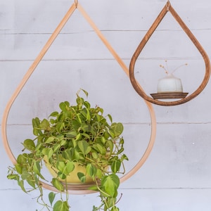 Large Wooden Plant Hanger, Tear Drop Planter, Planter With Saucer, Air ...