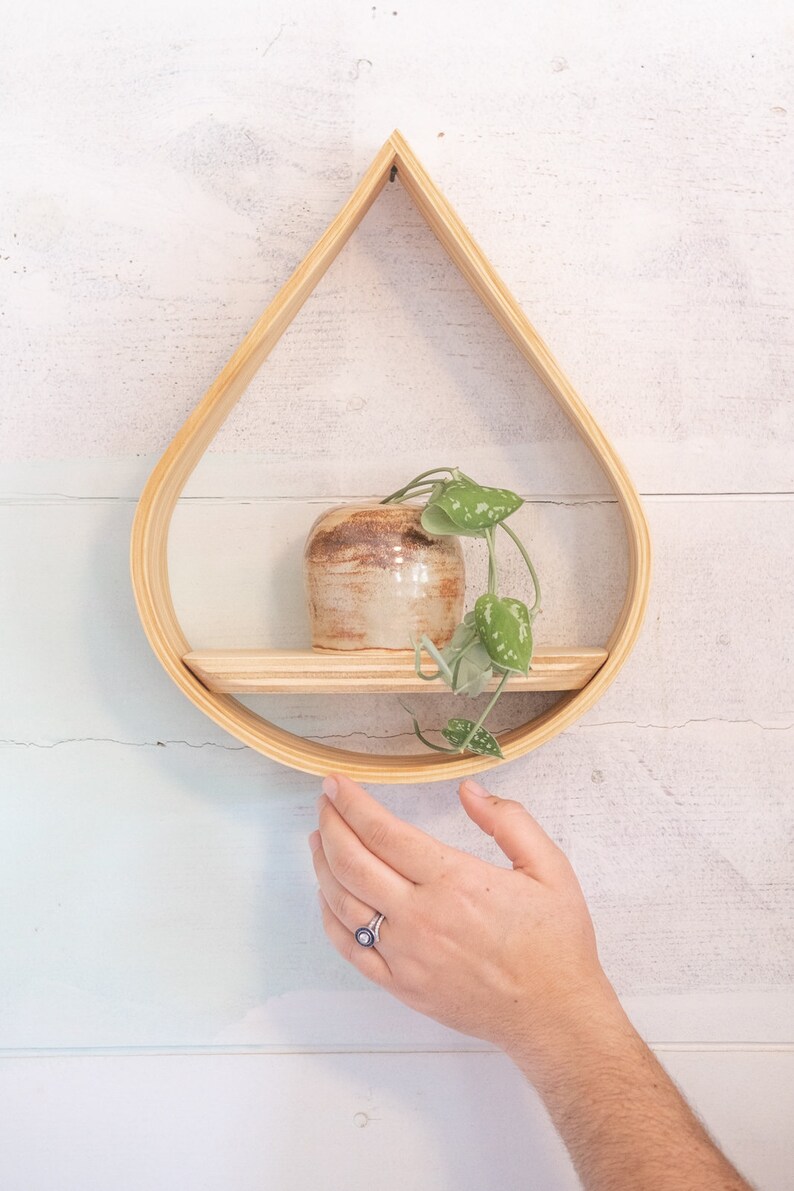 Small Teardrop Cubby | Plant Shelf | Wooden Wall Shelf | Wall Hanging ...