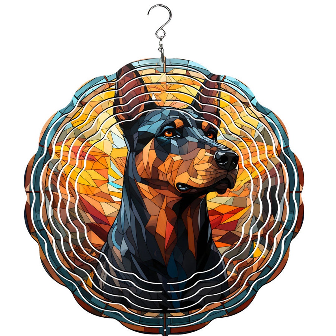 Doberman Colorful Wind Spinner | 10" Windspinner | Wind Spinner | Dog ...