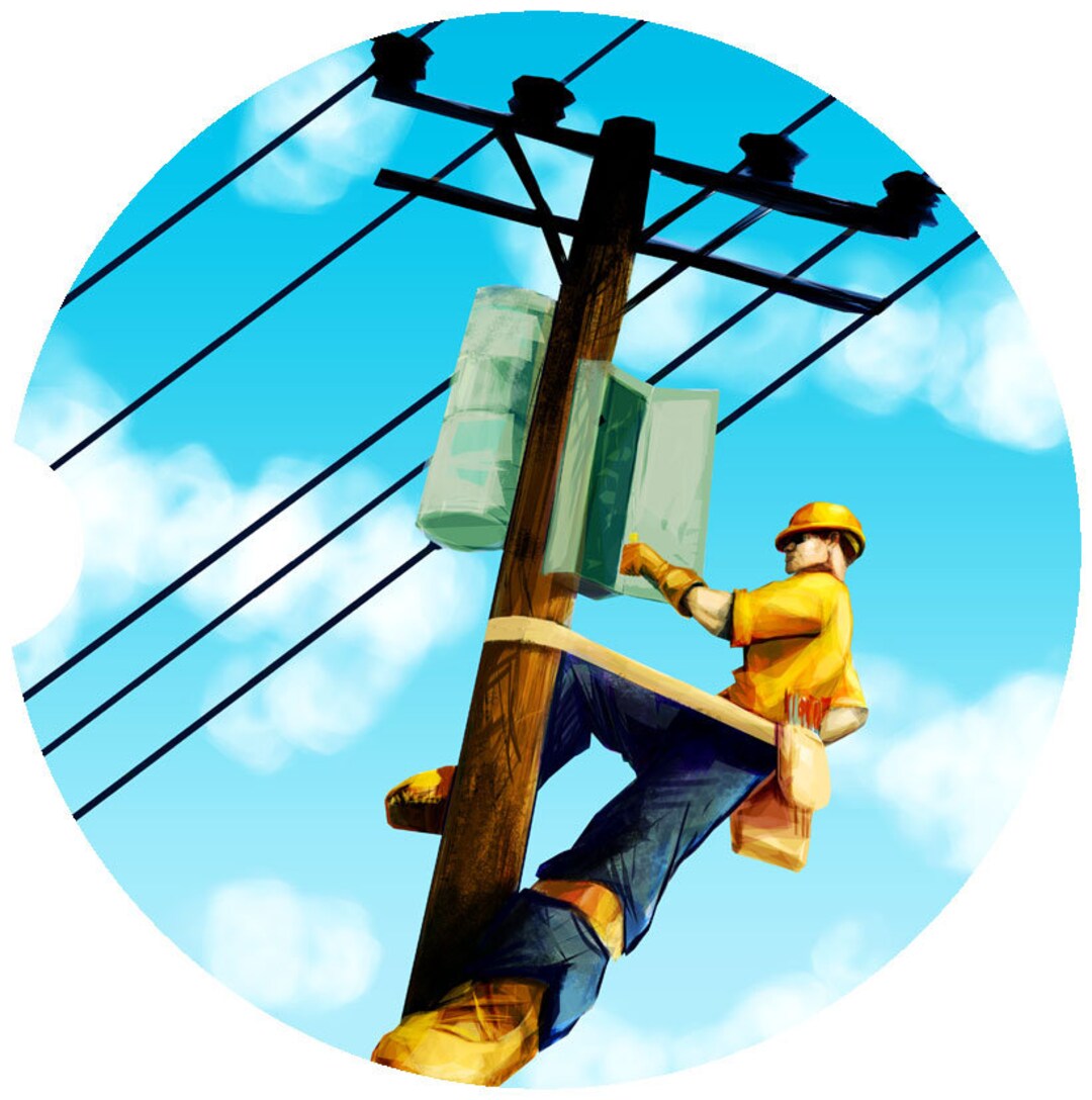 Electrician Lineman Car Coaster Set: Sandstone Cup Holder - Etsy