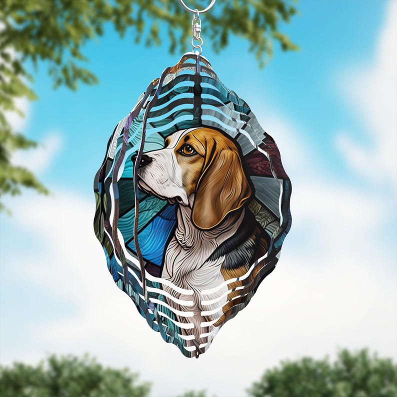 Beagle Stained Glass Style Wind Spinner - Dog Lover Yard Decor - Etsy