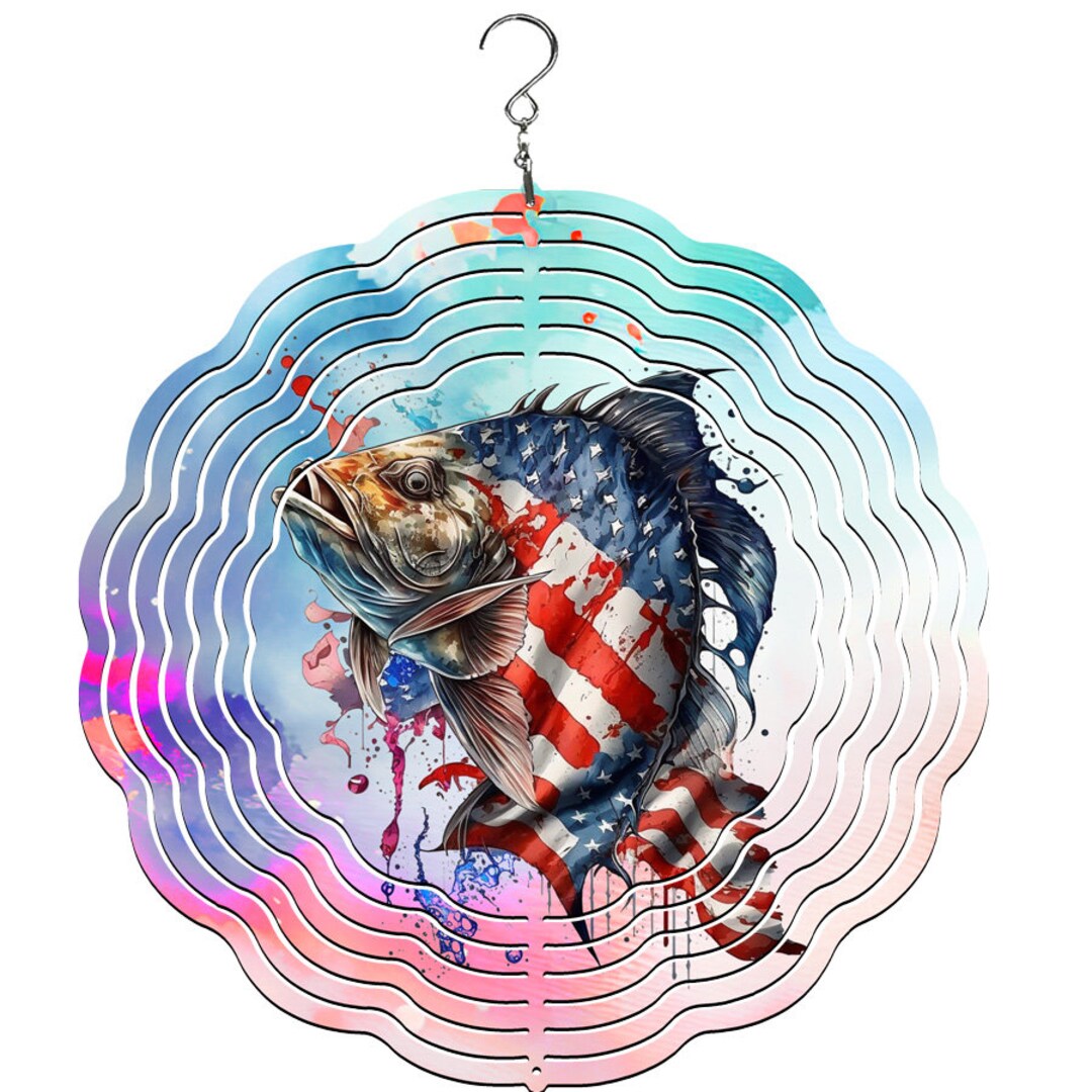 Fish USA Flag Wind Spinner | 10" Windspinner | Wind Spinner | Fishing ...