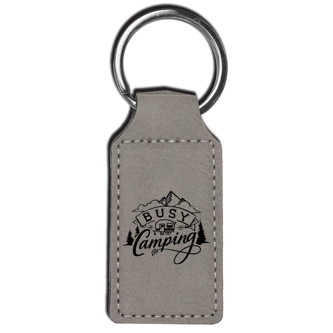 Camping Leatherette Key Chain | Camping Keychain | Camper - Etsy