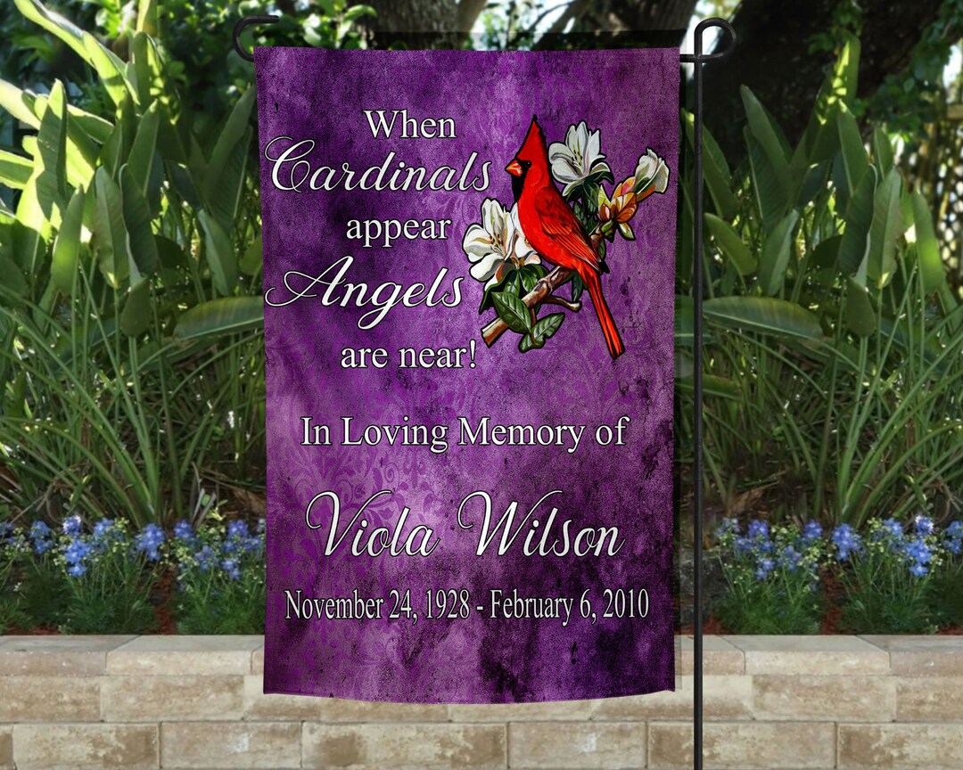 Personalized in Loving Memory, Cardinal Garden Flag, When Cardinals ...