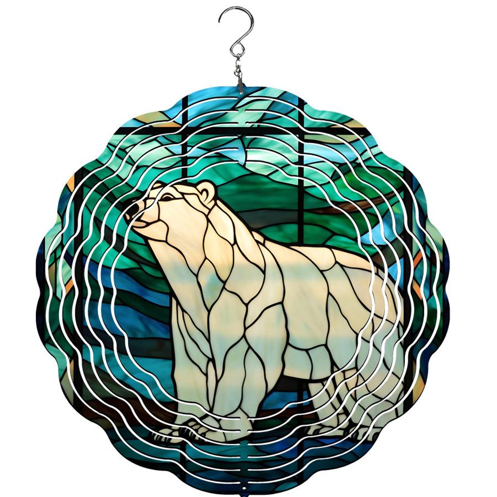 Polar Bear Stained Glass Wind Spinner - 10" Yard Decor - Etsy