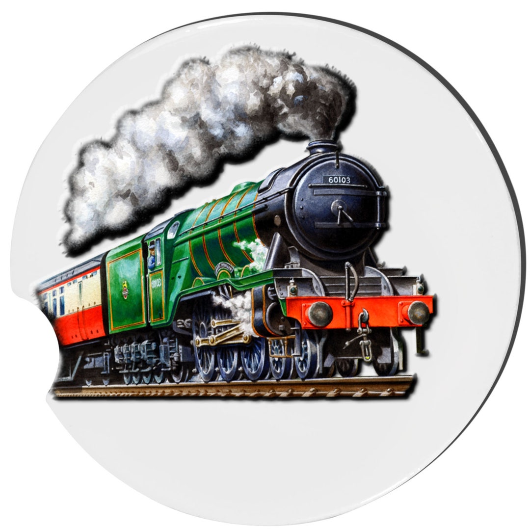 Train Steam Engine Car Coasters: Sandstone Cup Holder - Conductor Gift ...