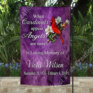 Personalized in Loving Memory Cardinal Garden Flag When | Etsy