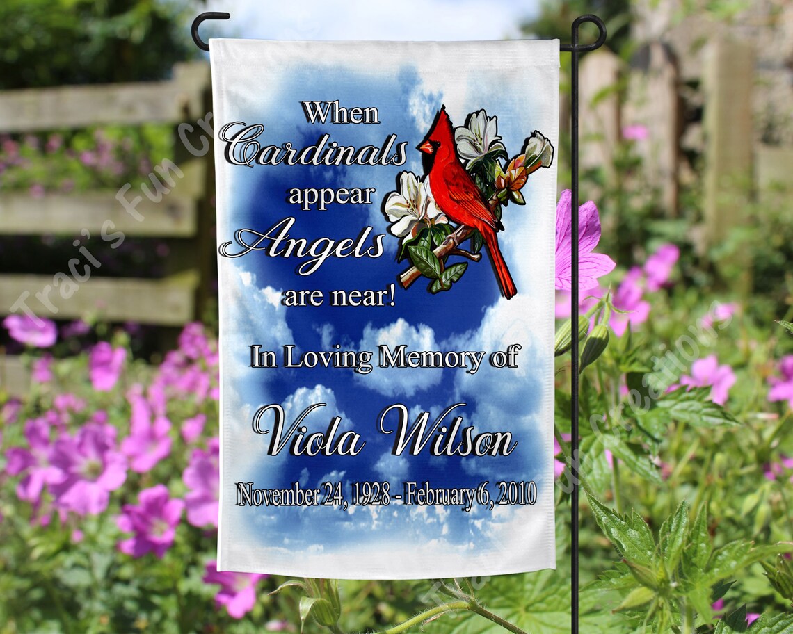 Personalized In Loving Memory Cardinal Garden Flag When | Etsy