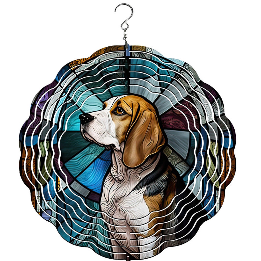 Beagle Stained Glass Wind Spinner | 10" Windspinner | Wind Spinner ...