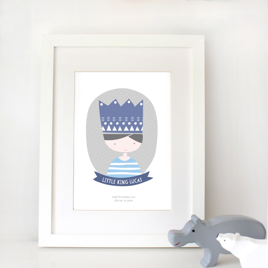 Custom Little King Print for New Baby Boy Room / Personalised Wall Art ...