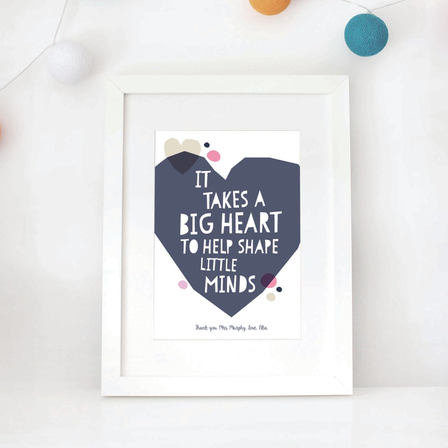Personalised Teacher Print, Thank You Teacher, It Takes a Big Heart to ...