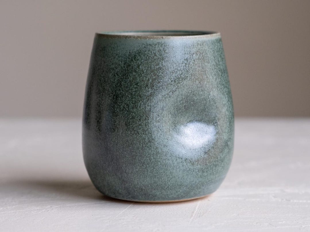 Handmade Dimpled Ceramic Wine Cup - Evergreen - Etsy