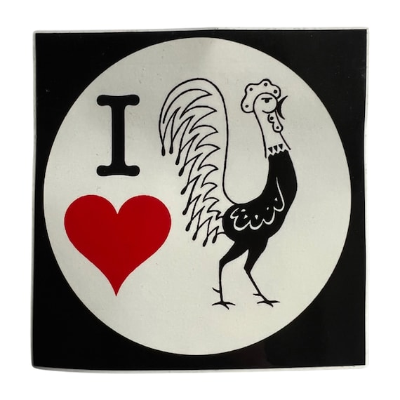 Black Chicken Red Heart Logo Minimalist Love Chicken Mark Logo
