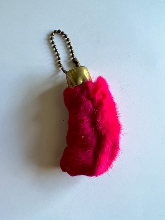 Vintage Fuchsia Pink Lucky Rabbit's Foot Keychain - Etsy