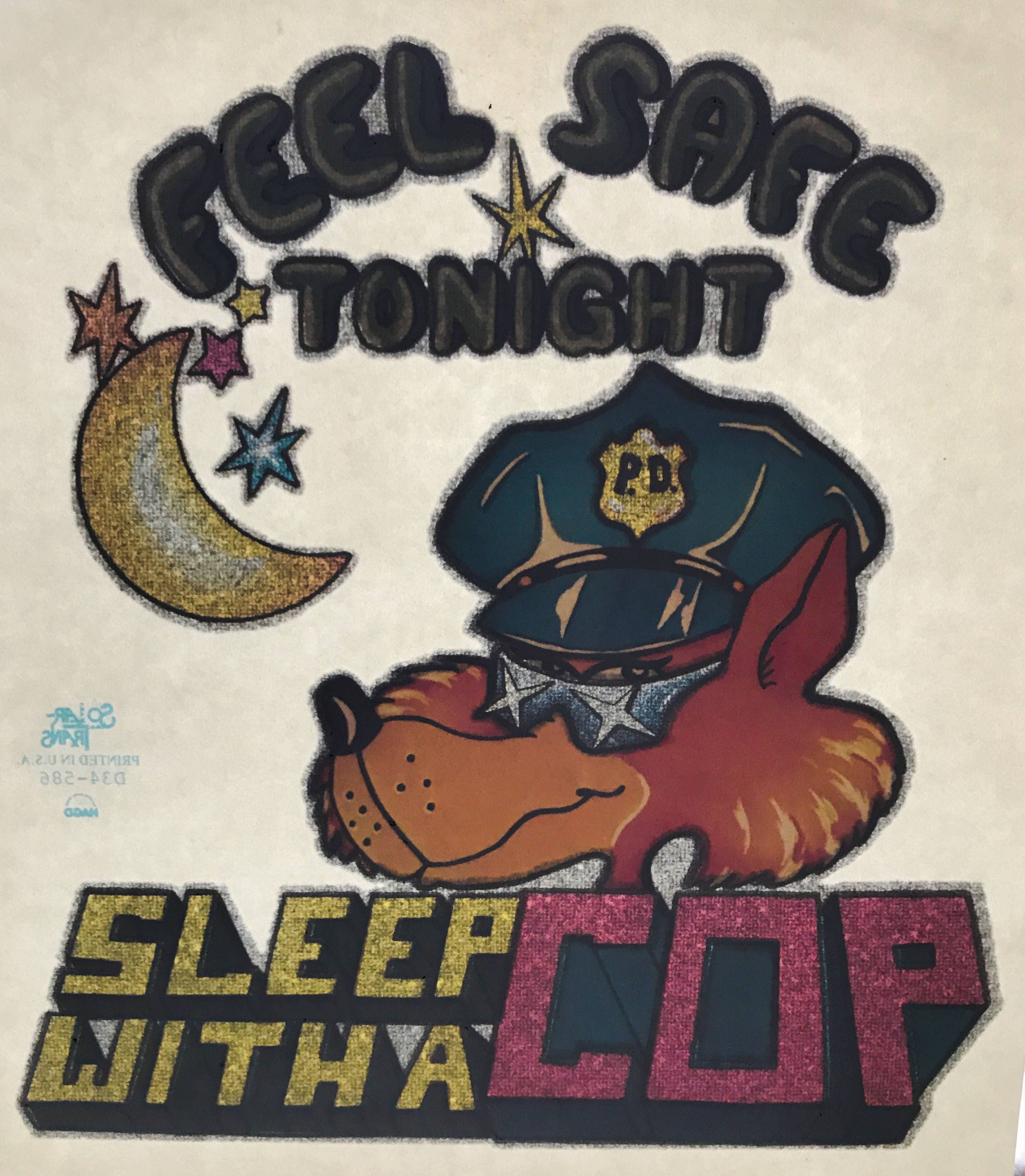 Feel Safe Tonight, Sleep With a Cop Vintage Glitter Iron on Heat ...