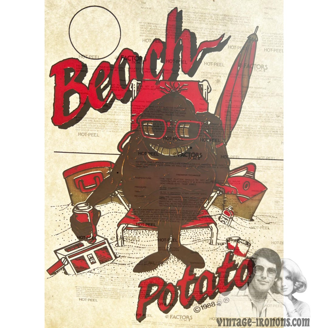 Beach Potato Vintage Iron on Heat Transfer - Etsy
