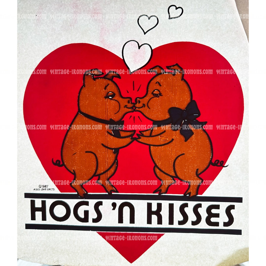 Hogs 'N Kisses Vintage Iron on Heat Transfer - Etsy