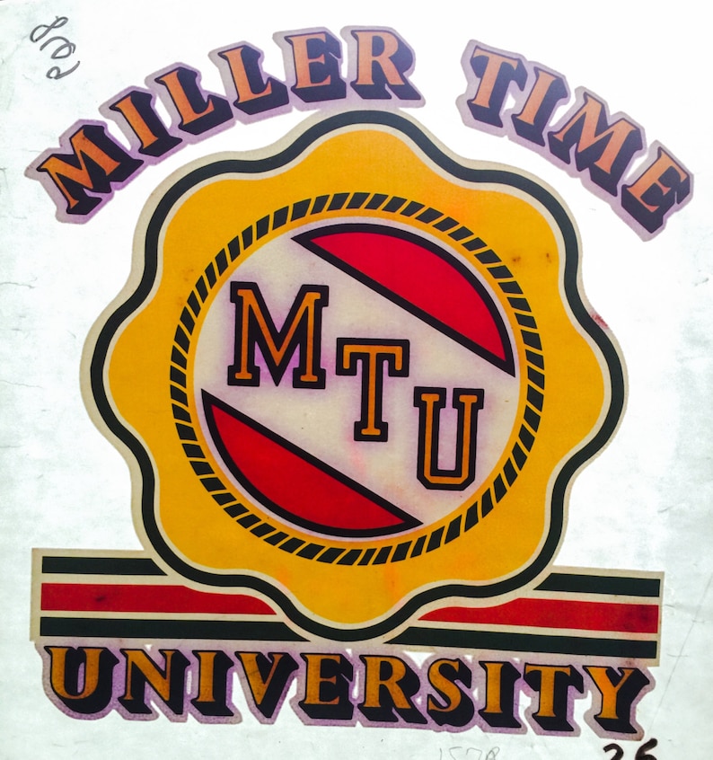 Miller Time University Vintage Iron on Heat Transfer - Etsy